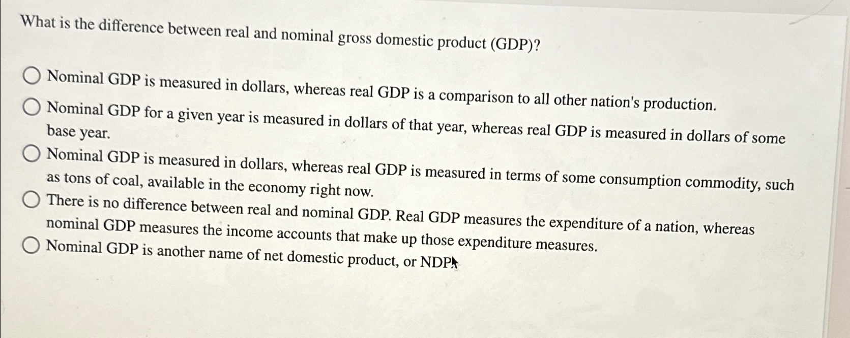 Solved What Is The Difference Between Real And Nominal Gross 5240