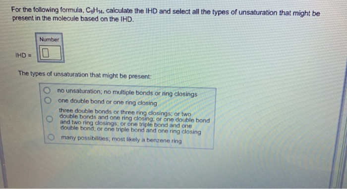 Solved For the following formula, CH4, calculate the IHD and | Chegg.com