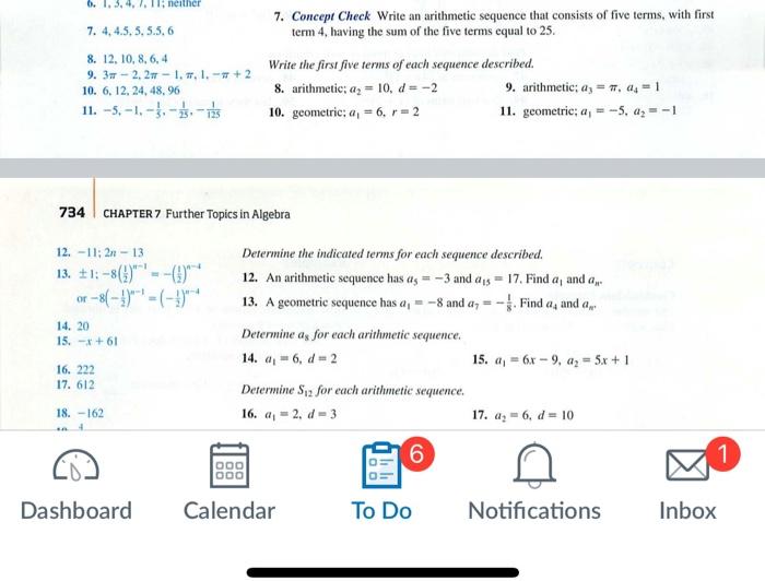 Solved 7. 4,4.5,5,5.5,6 7. Concept Check Write an arithmetic | Chegg.com