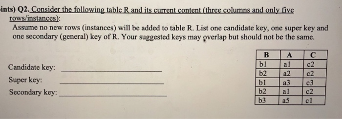 Solved ints) Q2. Consider the following table R and its | Chegg.com Solved ints) Q2. Consider the following table R and its | Chegg.com