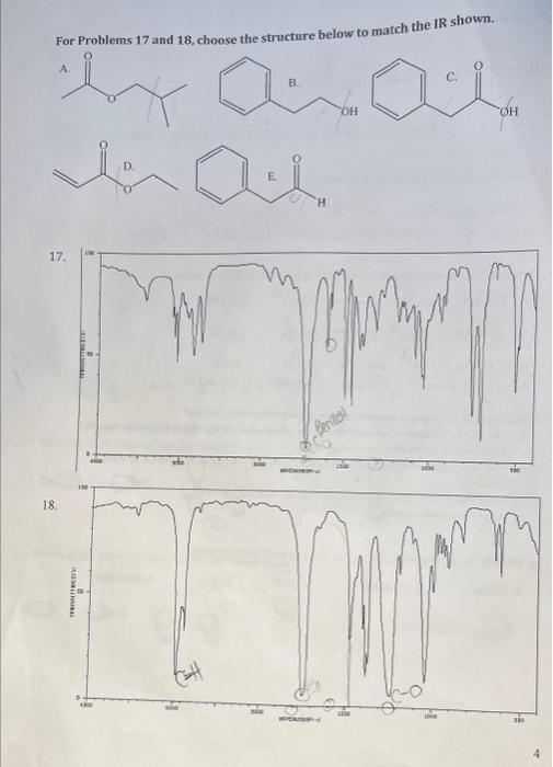Solved for 17 and 18 look at IR shown and identify structure | Chegg.com