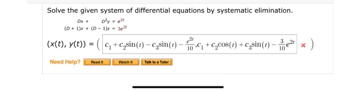 Solved Solve the given system of differential equations by | Chegg.com