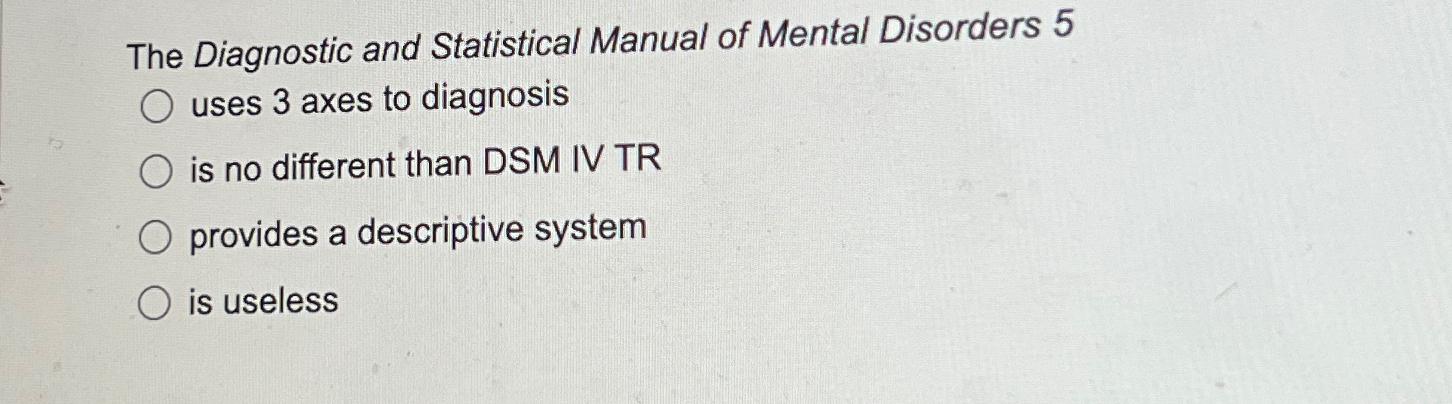 Solved The Diagnostic and Statistical Manual of Mental | Chegg.com