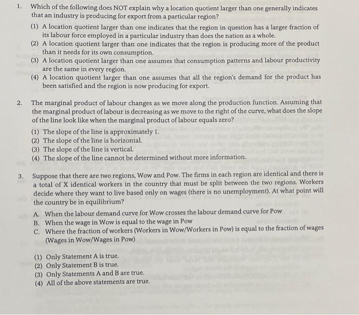Solved 1. Which of the following does NOT explain why a | Chegg.com