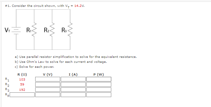 Solved #1. ﻿Consider the circuit shown, with V-=14.2V.a) | Chegg.com