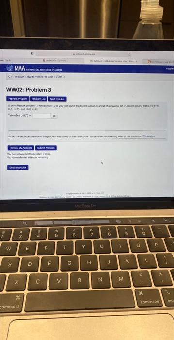 WW02: Problem 3 7 Than {( A | Chegg.com
