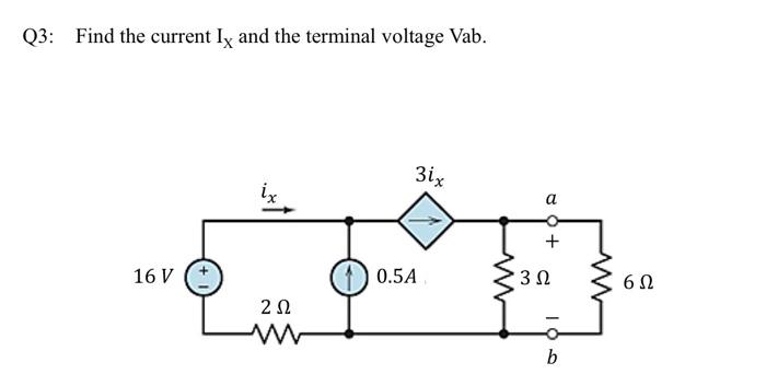 Solved Q3: Find the current IX and the terminal voltage Vab. | Chegg.com
