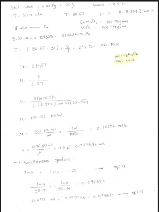 Solved IM=2(8.314 J/molK)(300⋅f5 K)812626.5 PaM=162.82 | Chegg.com
