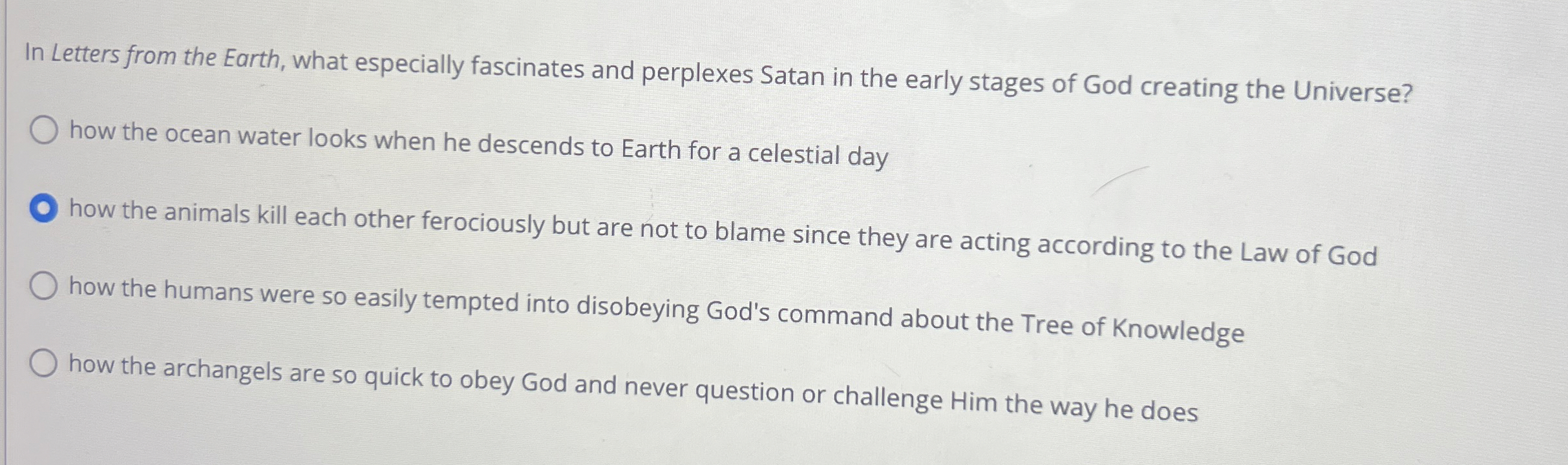 Solved In Letters from the Earth, what especially fascinates | Chegg.com