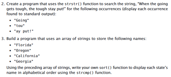 Solved !!Using C++!!Create a program that uses the strstr() | Chegg.com
