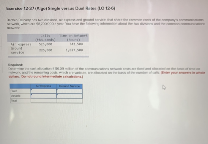 Solved Exercise 12-36 (Algo) Alternative Allocation Bases: | Chegg.com