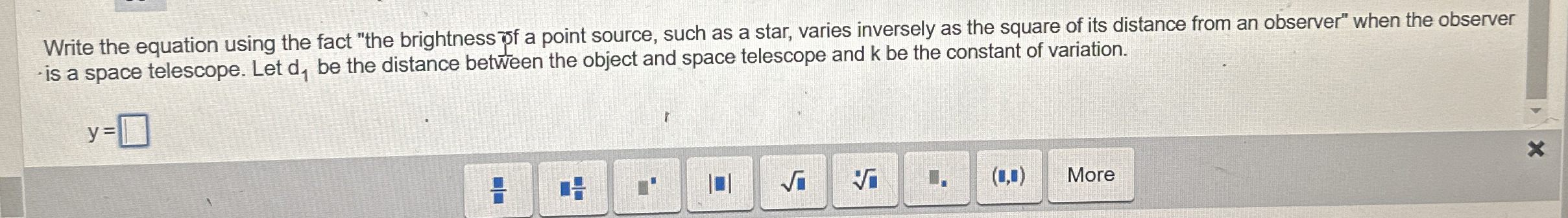 Solved Write the equation using the fact "the brightness of | Chegg.com