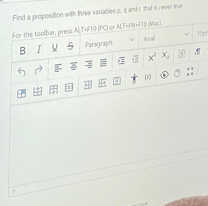 Solved Find a proposition with three varlables p,q and r, | Chegg.com