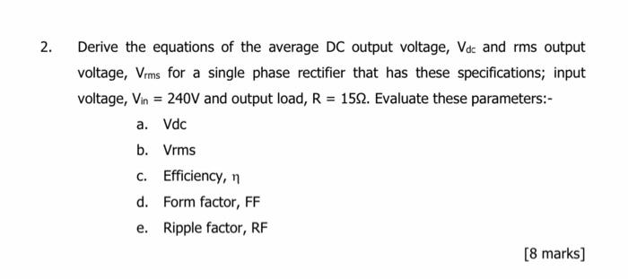 Solved 2. Derive the equations of the average DC output | Chegg.com