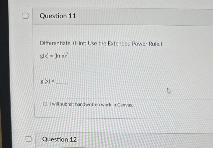 Solved Differentiate. (Hint: Use the Extended Power Rule.) | Chegg.com