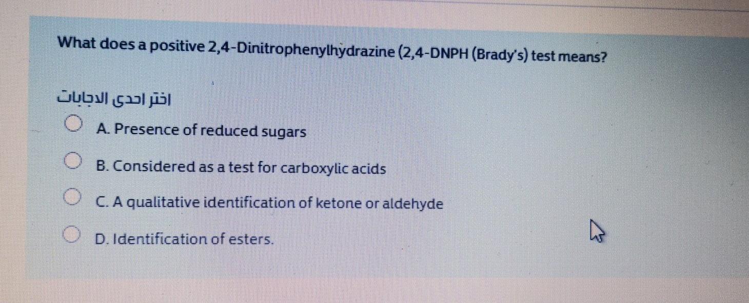 Solved What does a positive 2,4-Dinitrophenylhydrazine | Chegg.com