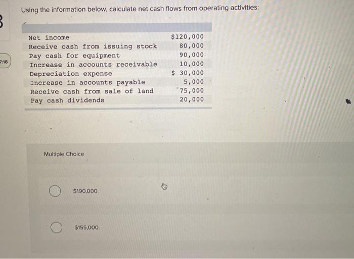 Solved Using the information below, calculate net cash flows | Chegg.com