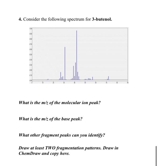 Solved 4. Consider the following spectrum for 3-butenol. 30 | Chegg.com