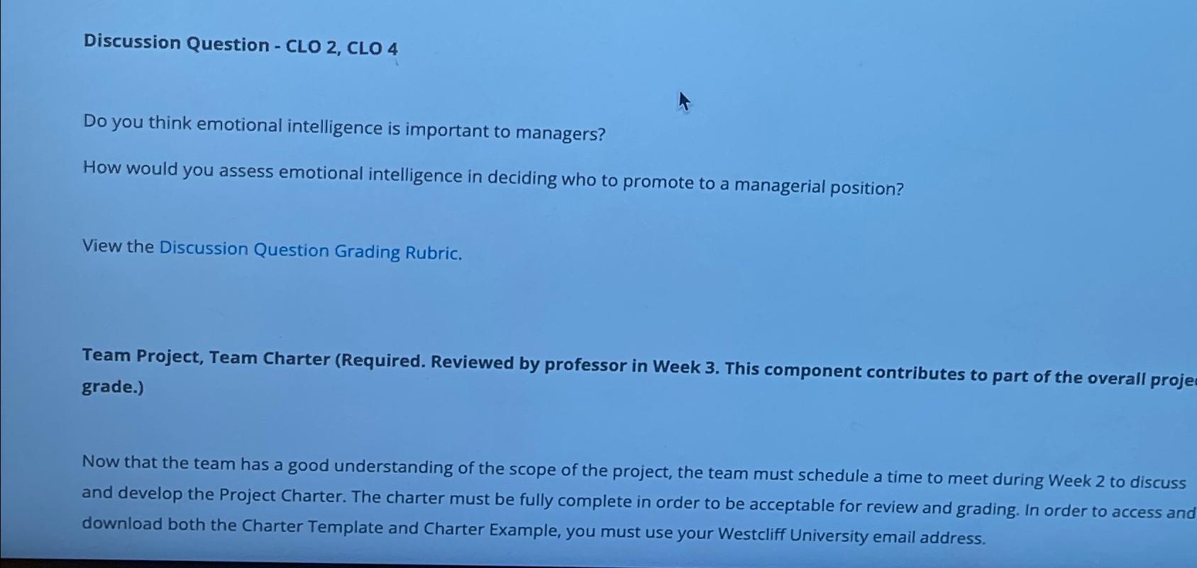 Solved Discussion Question - ﻿CLO 2, ﻿CLO 4Do you think | Chegg.com