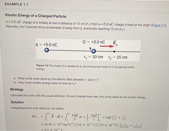 Solved EXAMPLE 7.1 Kinetic Energy of a Charged Particle A | Chegg.com