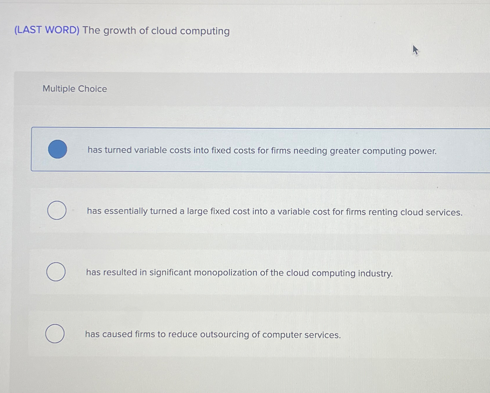 Solved Last Word ﻿the Growth Of Cloud Computingmultiple