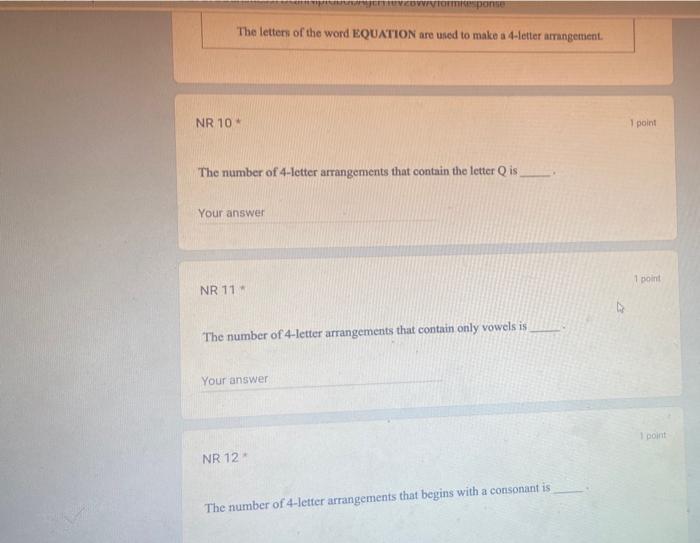 Solved The number of 4-letter arrangements that contain the | Chegg.com