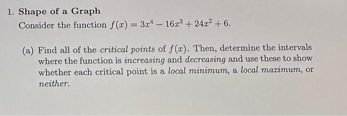 Solved Shape of a Graph Consider the function | Chegg.com