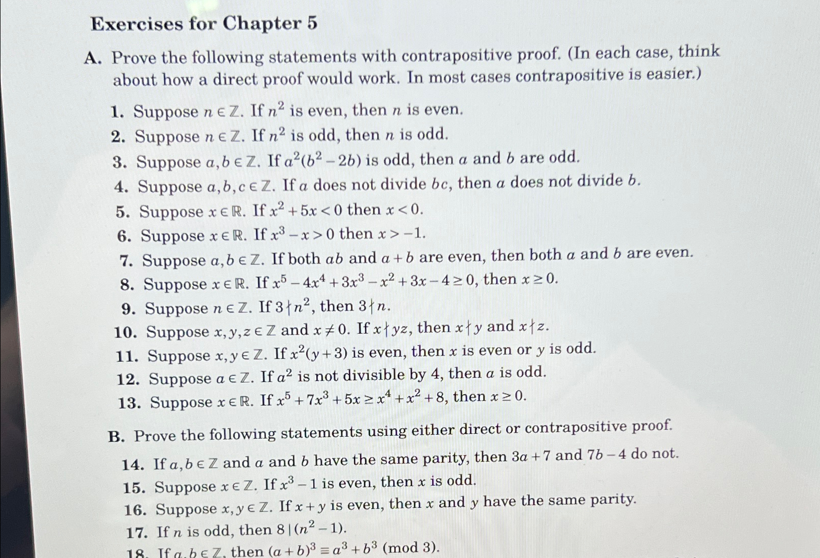 Solved Exercises for Chapter 5A. ﻿Prove the following | Chegg.com