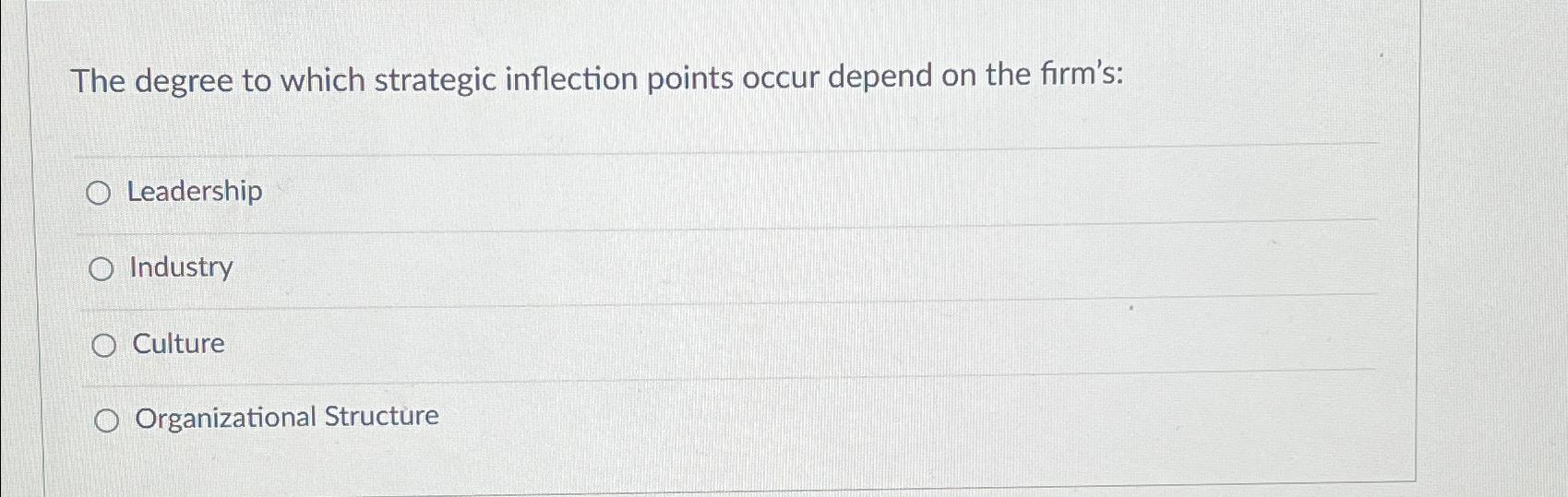 Solved The degree to which strategic inflection points occur | Chegg.com