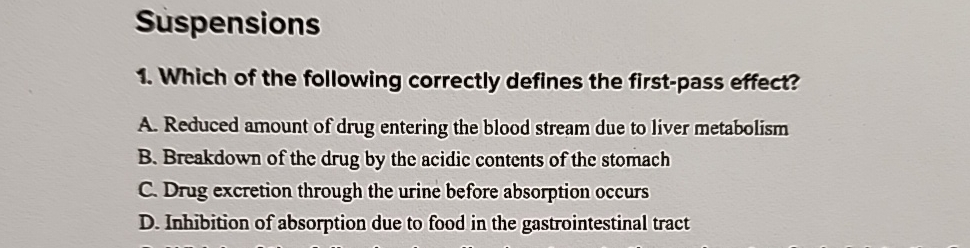 Solved SuspensionsWhich of the following correctly defines | Chegg.com