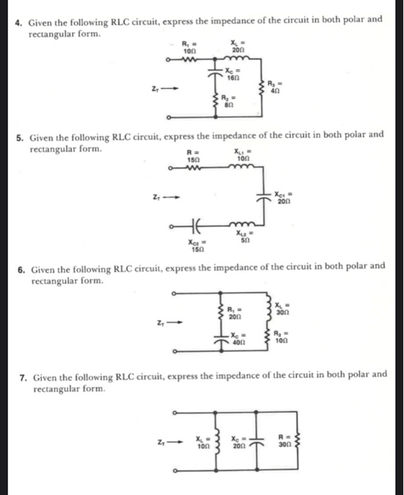 Solved Given the following RLC circuit, express the | Chegg.com