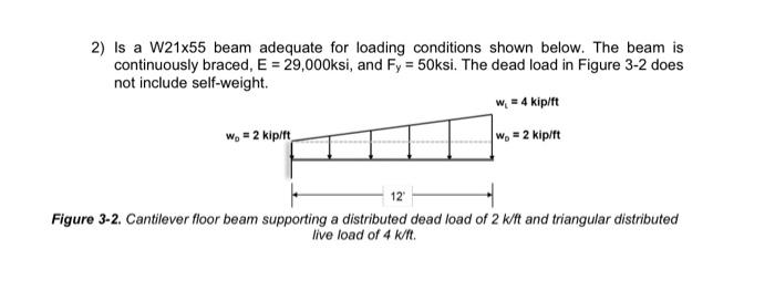 Solved 2) Is a W21x55 beam adequate for loading conditions | Chegg.com