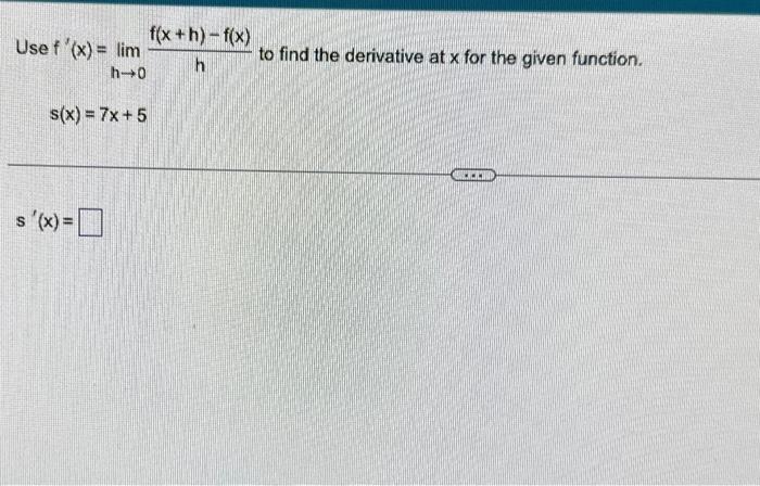 Solved Use limits to compute the derivative. f′(9) where | Chegg.com