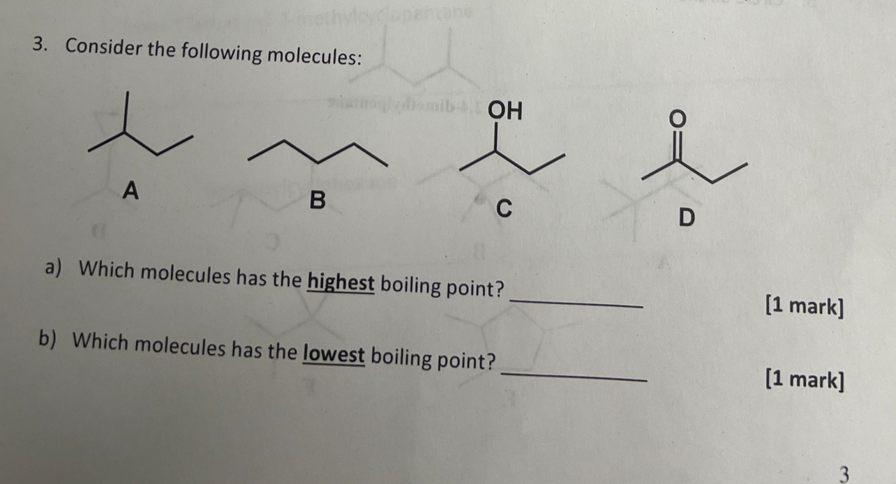 Solved Consider the following molecules:ABCDa) ﻿Which | Chegg.com