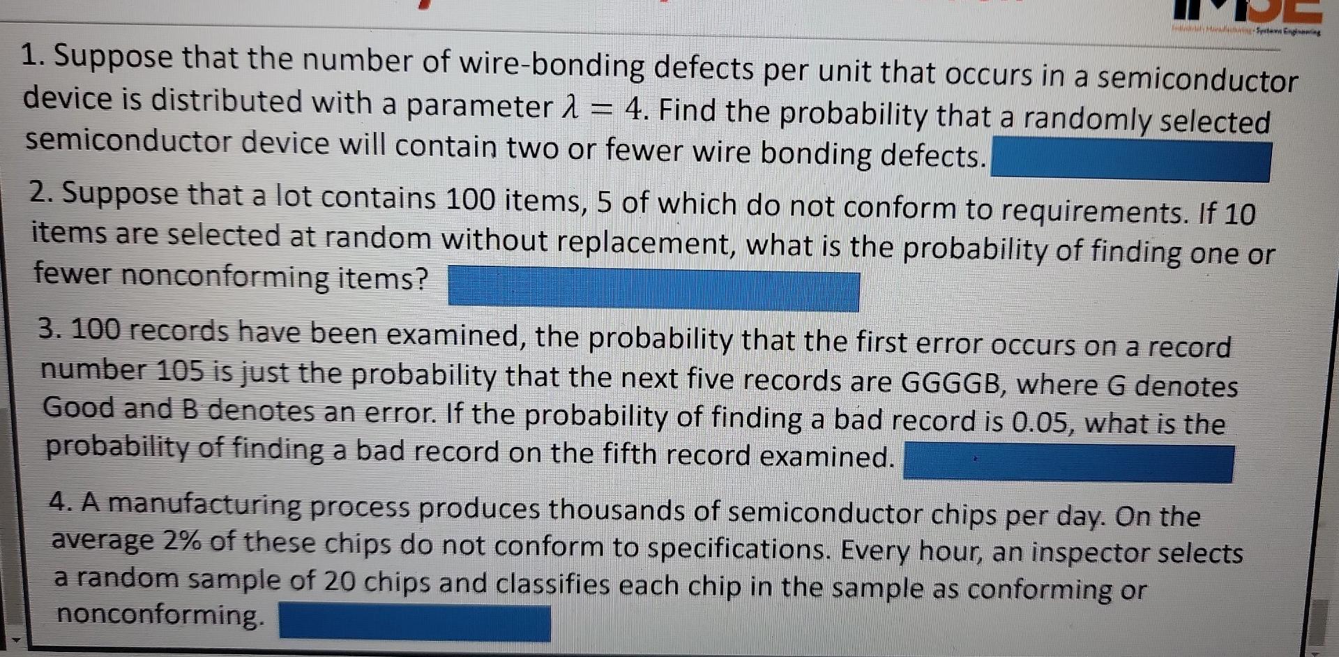 Solved 1 Suppose That The Number Of Wire Bonding Defects