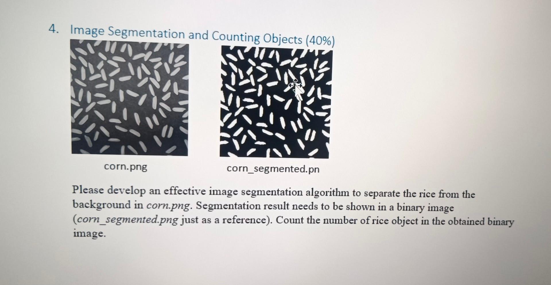Solved 4. Image Segmentation and Counting Ohiarte I Ino/ | Chegg.com