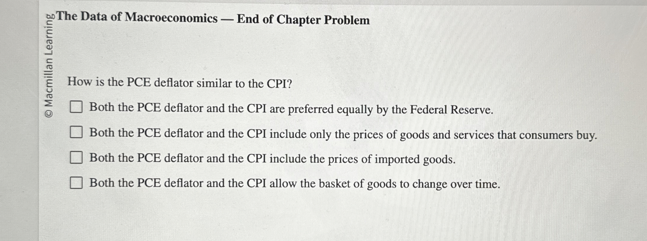 Solved How is the PCE deflator similar to the CPI?Both the | Chegg.com