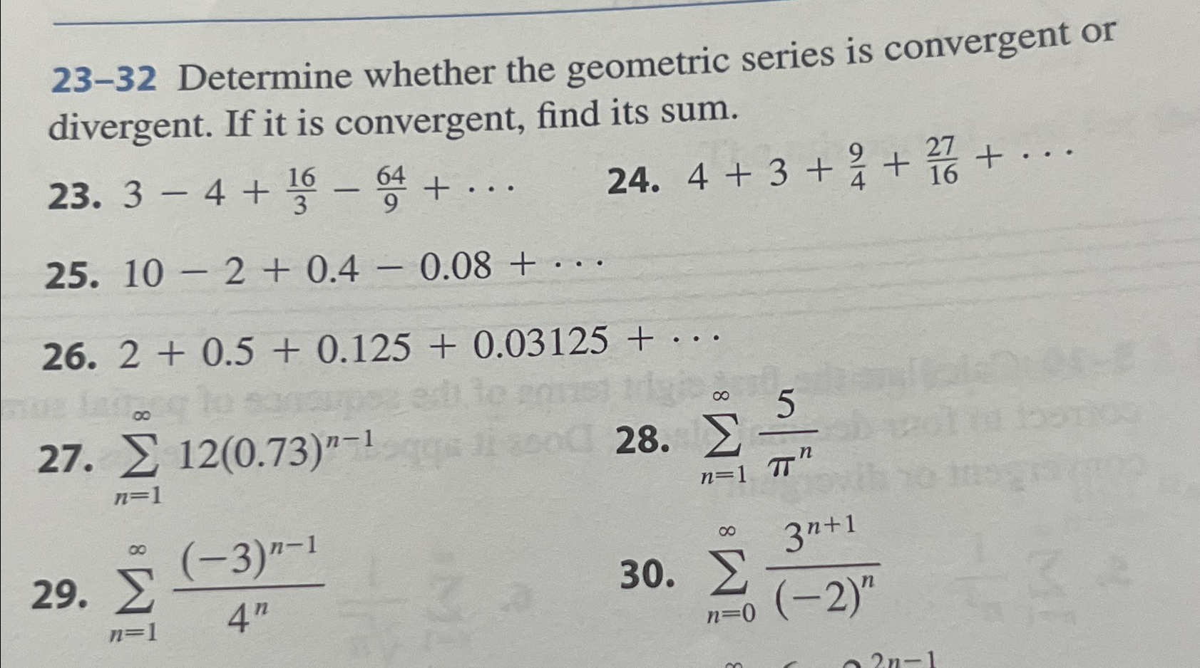 Solved 23-32 ﻿Determine whether the geometric series is | Chegg.com