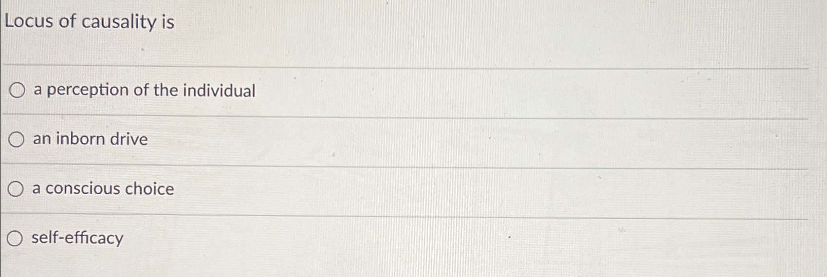 Solved Locus of causality is ﻿a perception of the | Chegg.com