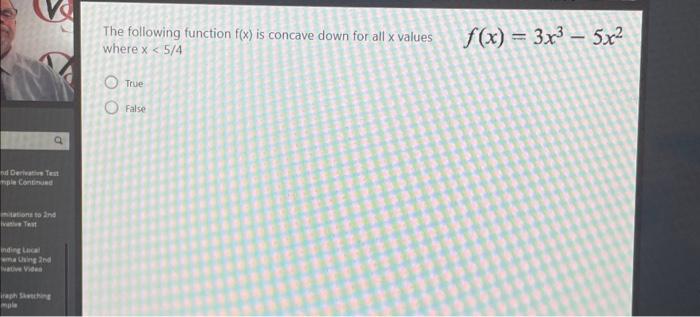 Solved The following function f(x) is concave down for all x | Chegg.com