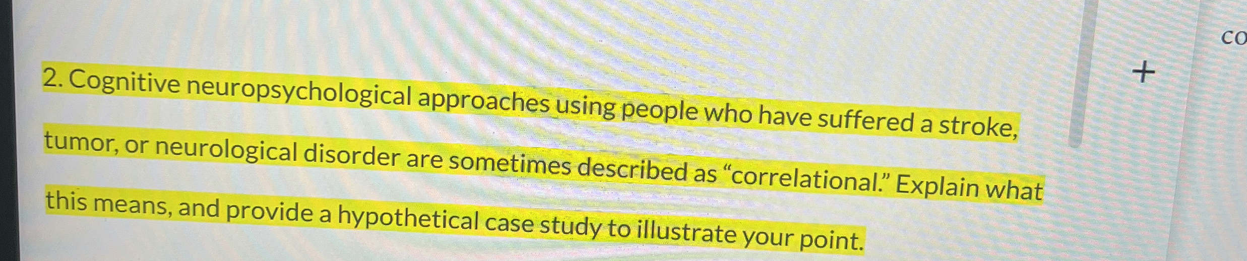 Solved Cognitive neuropsychological approaches using people | Chegg.com