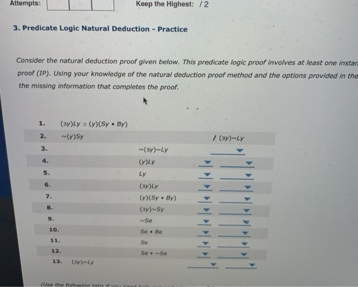 Solved Attempts Keep The Highest 2 3 Predicate Logic Chegg