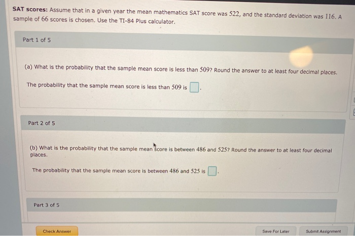 Solved SAT scores: Assume that in a given year the mean | Chegg.com