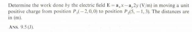 Solved Determine the work done by the electric field E = | Chegg.com