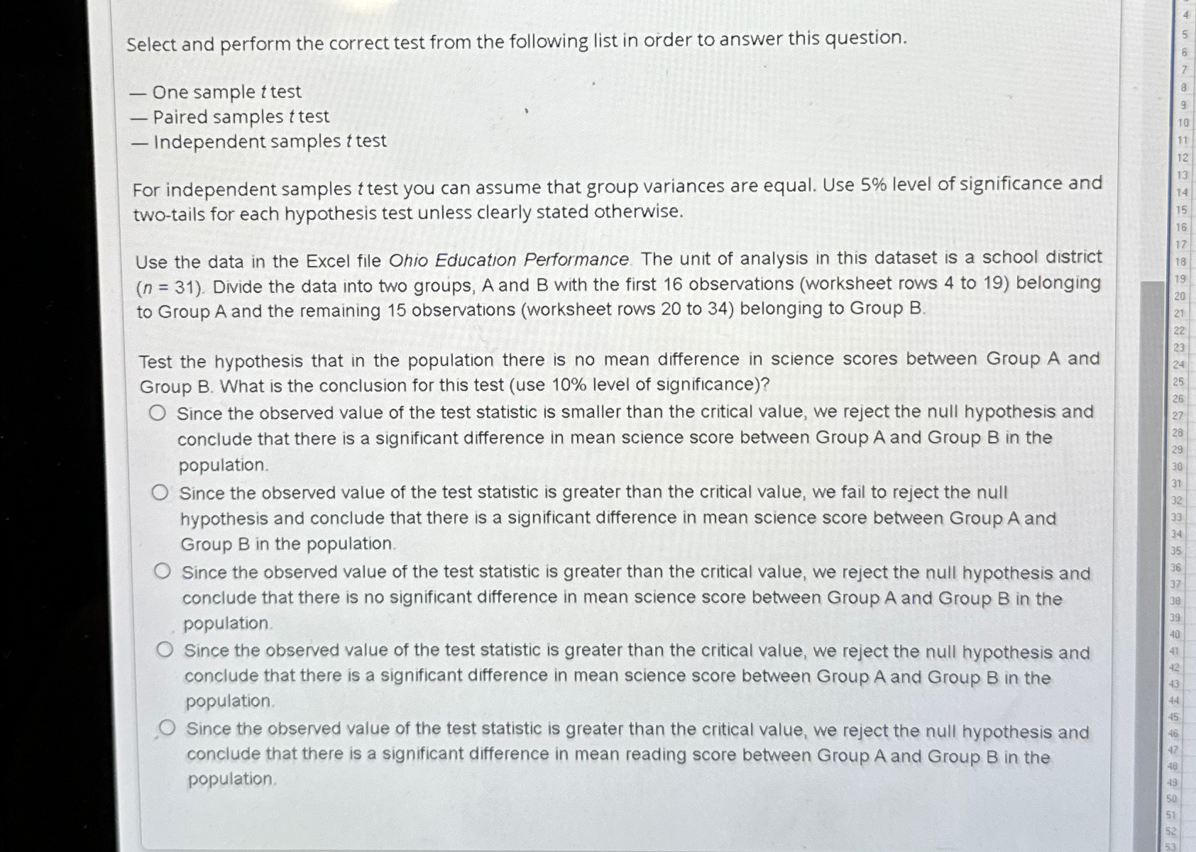 Solved Select and perform the correct test from the | Chegg.com