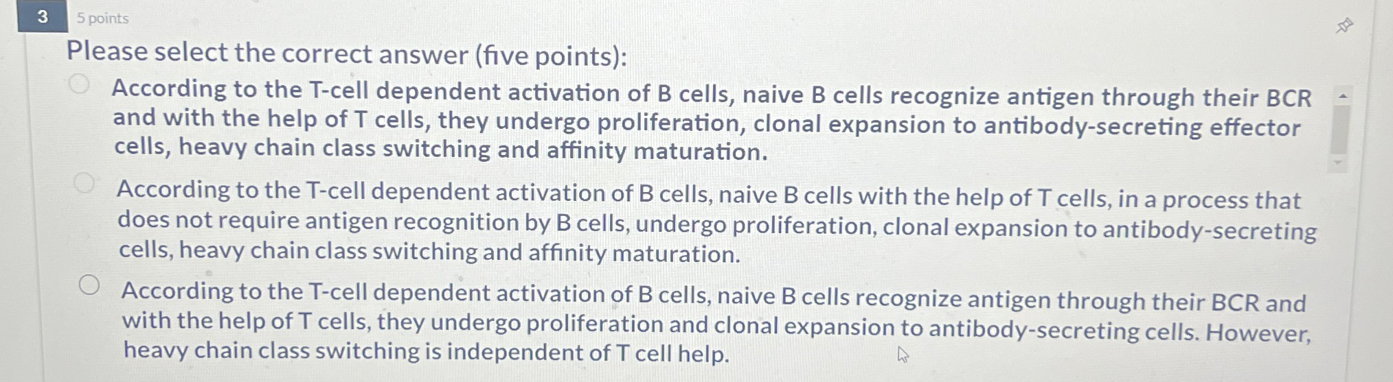 Solved 35 ﻿pointsPlease select the correct answer (five | Chegg.com