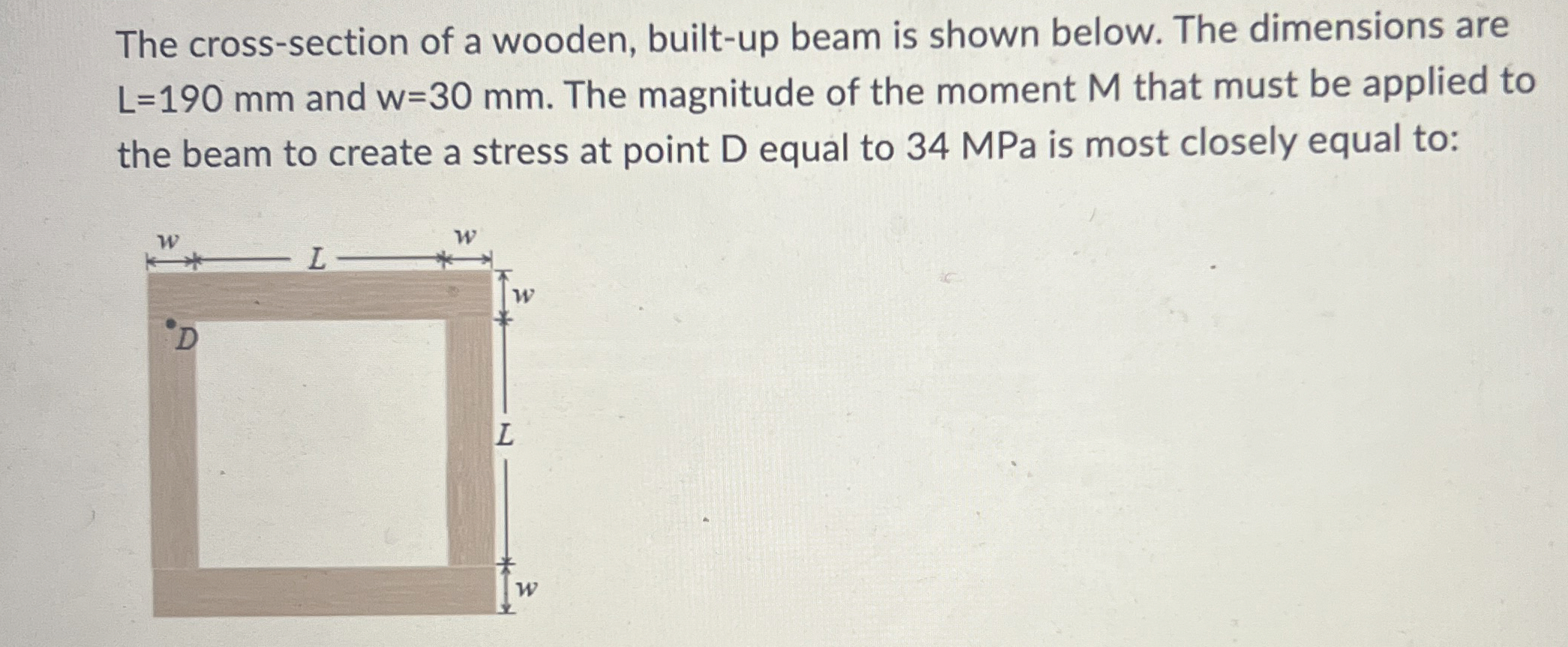 Solved The cross-section of a wooden, built-up beam is shown | Chegg.com