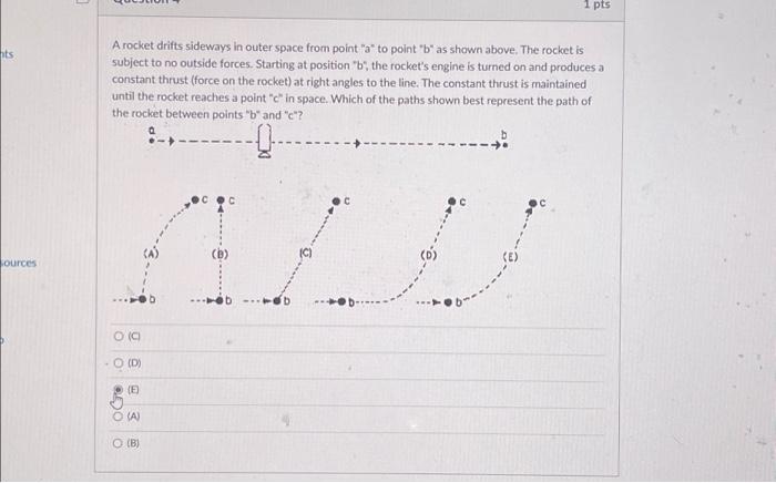 Solved nts sources 0 A rocket drifts sideways in outer space | Chegg.com