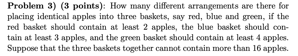 Solved Problem 3) (3 ﻿points): How many different | Chegg.com