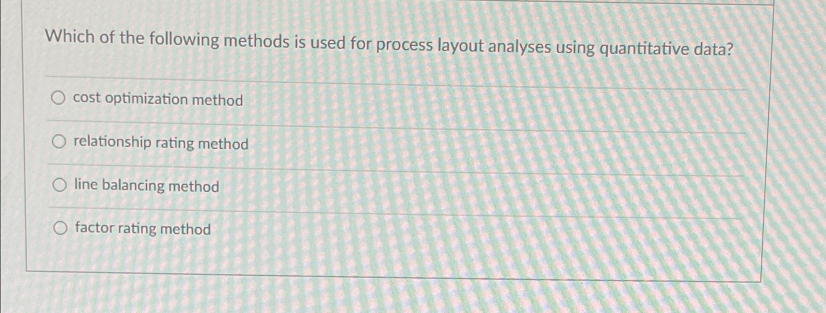 Solved Which of the following methods is used for process | Chegg.com